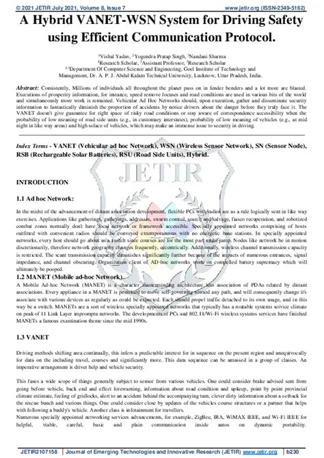 Pdf A Hybrid Vanet Wsn System For Driving Safety Using Efficient