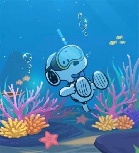 Snoopy Abajo Del Agua 💧💦 Snoopy Dibujos Agua