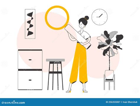 The Girl Is Holding A Magnifying Glass In Her Hands Minimalistic