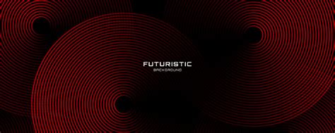 3d 레드 라인 테크노 추상적 인 배경 서클 효과 장식이있는 어두운 공간의 겹침 레이어 현대 그래픽 디자인 요소 줄무늬 스타일 개념 웹 배너 전단지 카드 또는 브로셔 표지