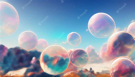premium photo bubbles floating in the sky digital illustration wallpaper