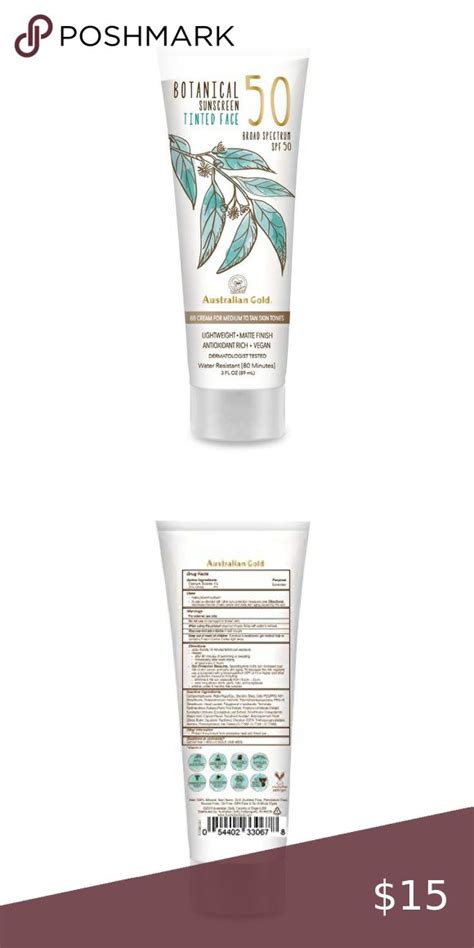 Australian Gold Botanical Sunscreen Tinted Face Bb Cream Spf 50 Medium Tan Tan Skin Tone