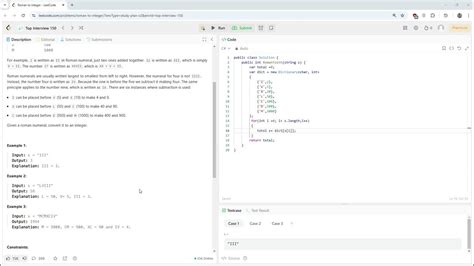 Roman To Integer Leetcode 13 Easy C Youtube