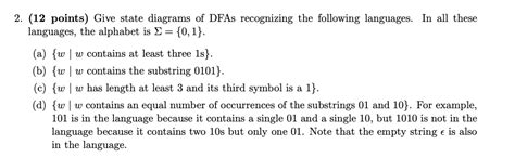 12 points give state diagrams of dfas recognizing