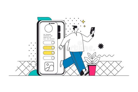 Mobile Organizer Outline Illustration Stock Illustration Illustration