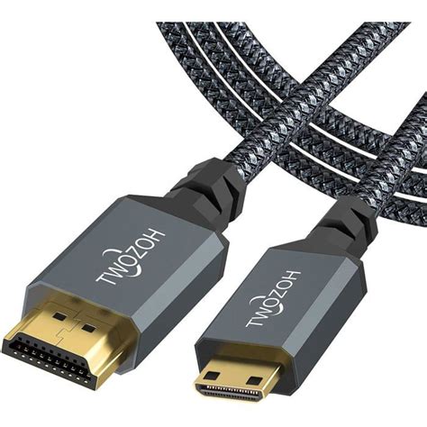 Court Câble Mini Hdmi Vers Hdmi 0 3m Nylon Tressé 4k Câble Mini Hdmi C Vers Full Hdmi A