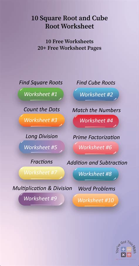 10 square root and cube root worksheet free printable