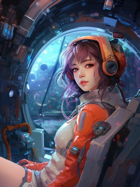 Premium Photo Anime Android Young Woman On The Spaceship
