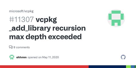 Vcpkg Addlibrary Recursion Max Depth Exceeded · Issue 11307 · Microsoftvcpkg · Github