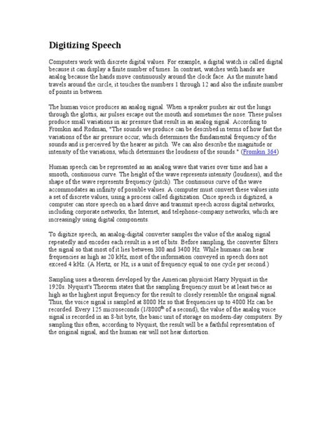 Voice Digitization And On Pdf Speech Synthesis Sampling Signal