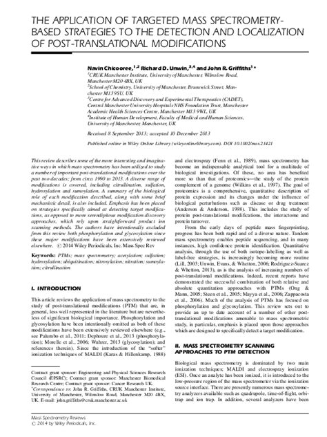Pdf The Application Of Targeted Mass Spectrometry Based Strategies To
