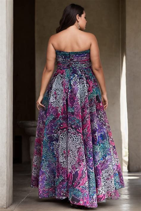 Sarah Plus Size Purple Bohemian Tube Evening Dress Hello Curve