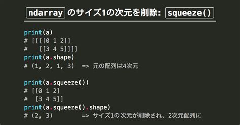 NumPy配列ndarrayのサイズ の次元を削除するnp squeeze note nkmk me