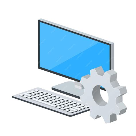 Premium Vector Personal Computer Or System Unit With Gear Icon