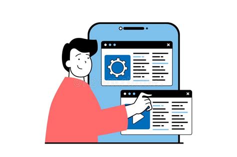 App Development Concept With People Scene In Flat Web Design Vector Illustration Stock Vector