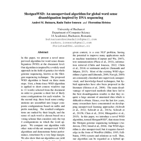 Shotgunwsd An Unsupervised Algorithm For Global Word Sense Disambiguation Inspired By Dna