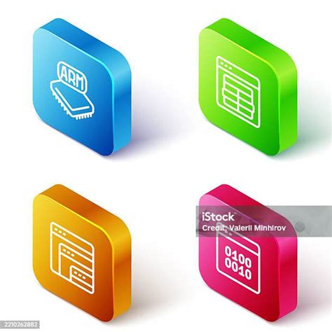 아이소메트릭 라인 프로세서 Mysql 코드 소프트웨어 및 바이너리 아이콘을 설정합니다 벡터 3차원 형태에 대한 스톡 벡터 아트 및 기타 이미지 Istock