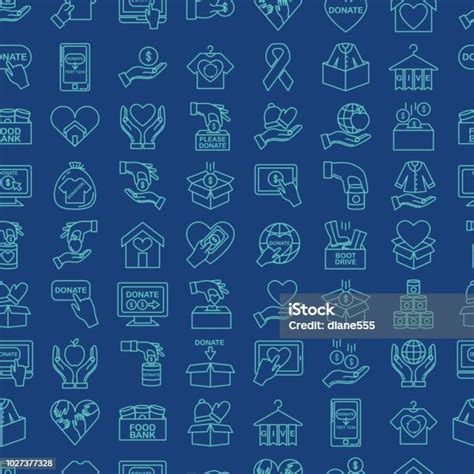 慈善捐贈薄線圖示無縫 Patttern向量圖形及更多食物銀行圖片 食物銀行 加拿大 慈善和救災工作 Istock