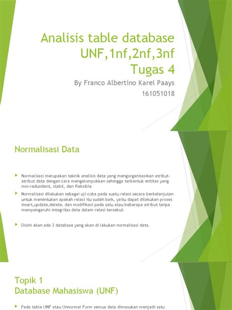 Analisis Table Database Unf 1nf 2nf 3nf Pdf