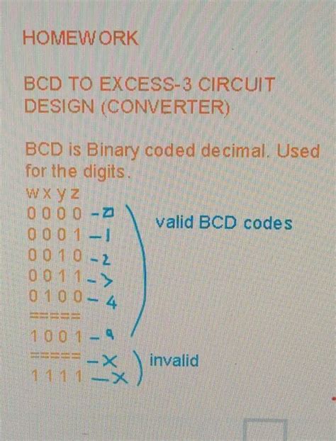Solved Homework Bcd To Excesslg Circuit Design Converter
