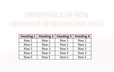 Importance Of Row Headings In Organizing Data Excel Template Free Download Pikbest