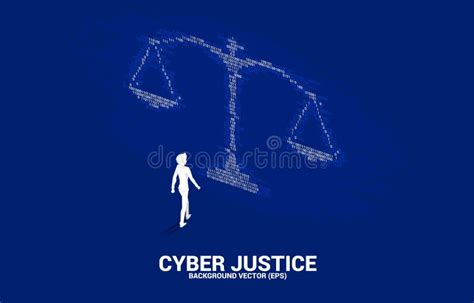 silhouette of businessman walking to justice scale from one and zero