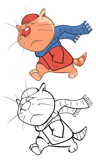 당신을 위한 귀여운 만화 캐릭터 고양이의 그림 디자인 및 컴퓨터 게임 색칠하기 책 윤곽선 세트 고양이 새끼에 대한 스톡 벡터 아트 및 기타 이미지 Istock