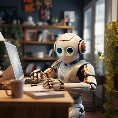 Premium Photo Automation Worker Concept With 3d Rendering Female Cyborgs Working In Office