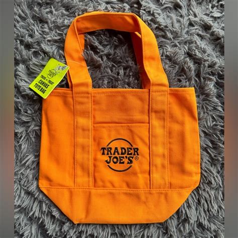 Trader Joes Bags Trader Joes Orange Mini Canvas Tote Bag Poshmark