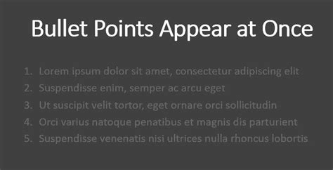how to make bullet points appear at once in powerpoint vegaslide
