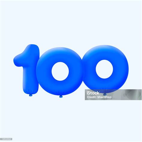파란색 3d 번호 100 풍선 현실적인 3d 헬륨 파란색 풍선 3차원 형태에 대한 스톡 벡터 아트 및 기타 이미지 3차원 형태 공휴일 기념일 Istock