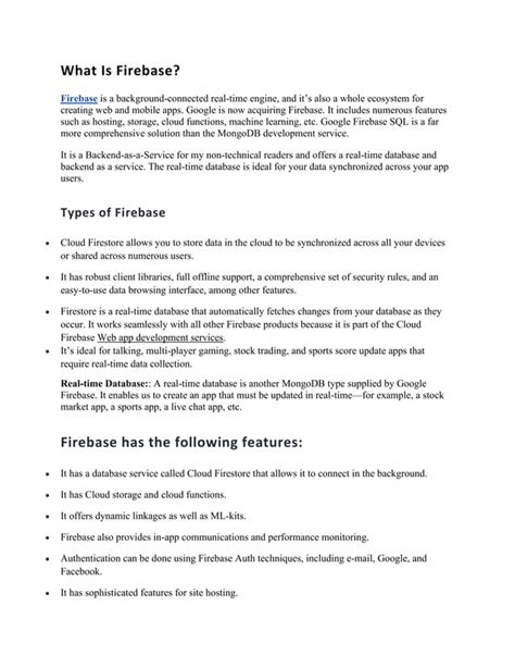 Mongodb Vs Firebase Pdf Databases Computer Software And Applications