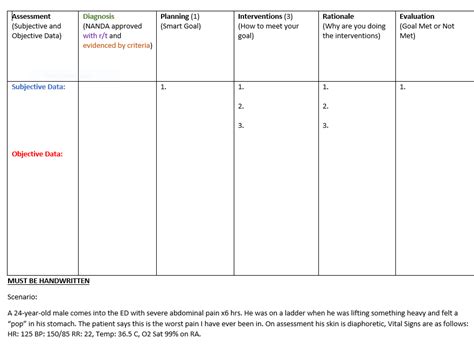 Solved Assessment Subjective And Objective Data Planning