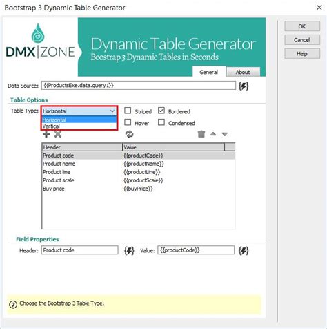 bootstrap 3 dynamic table generator extensions dmxzone