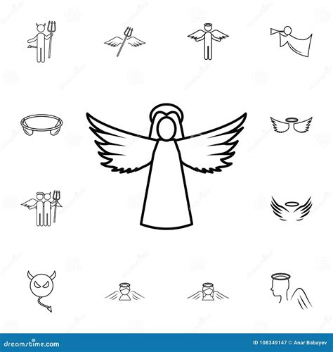 Donna Angel Line Icon Linsieme Semplice Dellangelo E Del Demone Ha