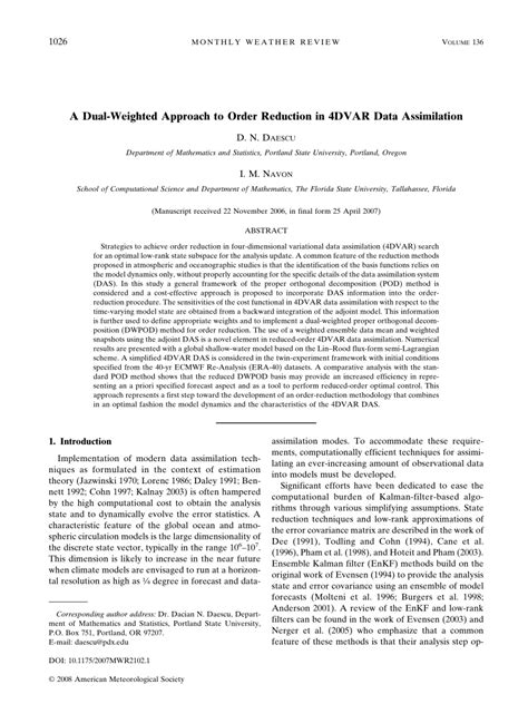 Pdf A Dual Weighted Approach To Order Reduction In 4dvar Data