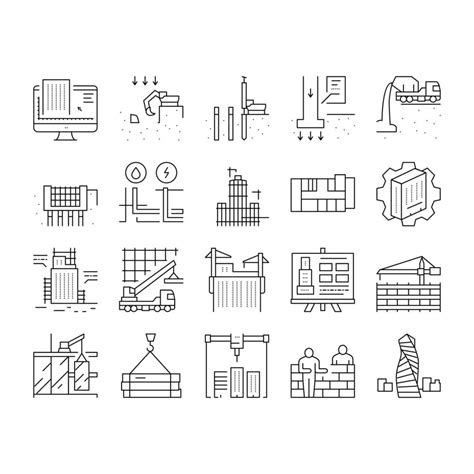 Building Construction Collection Icons Set Vector 19523997 Vector Art At Vecteezy