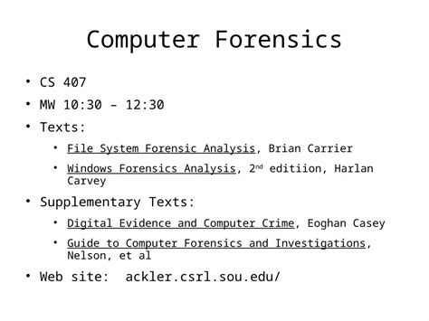 Ppt Computer Forensics Cs 407 Mw 1030 1230 Texts File System