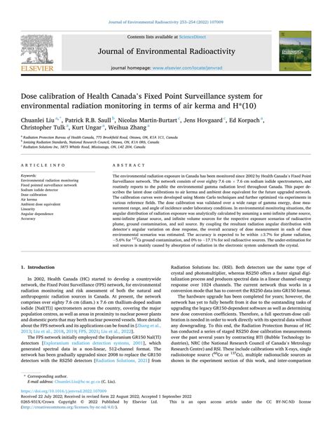 Pdf Dose Calibration Of Health Canadas Fixed Point Surveillance System For Environmental