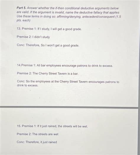 Part 5 Answer Whether The If Then Conditional
