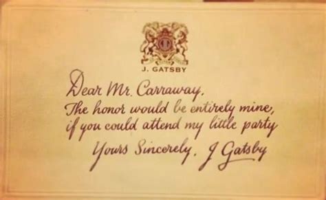 Gatsbys Handwritten Invitation To Nick