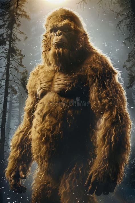 Artistic Depiction Of Bigfoot The Legendary Sasquatch Hairy Man Of The Woods Stock Illustration