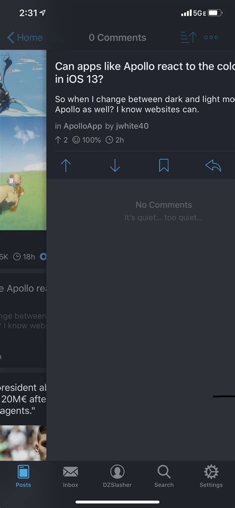 Bug Where Apollo Freezes When Swiping Back On A Post Requires Manually