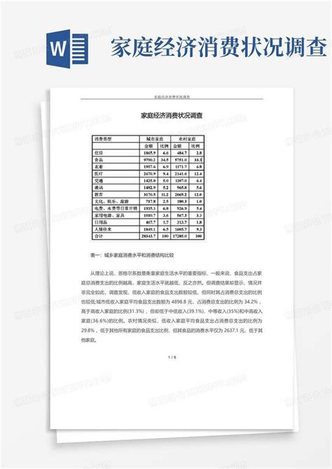 家庭经济消费状况调查 Word模板下载编号lveyjkdv熊猫办公