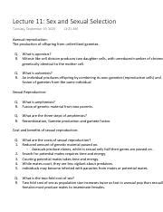 Sexual Reproduction And Sexual Selection Exploring The Costs Course Hero
