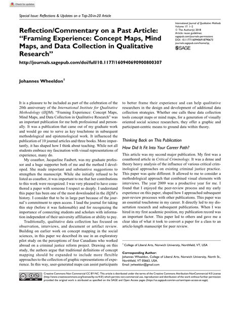 Pdf Reflectioncommentary On A Past Article Framing Experience Concept Maps Mind Maps And