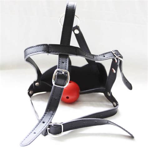Faux Pu Leather Fetish Ball Gag With Head Harness Black Ebay