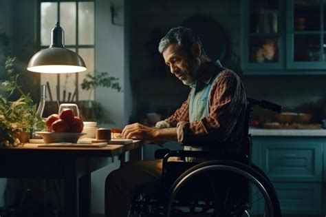Premium Photo Disabled Man In A Wheelchair Lives A Daily Life And Prepare Dinner In The