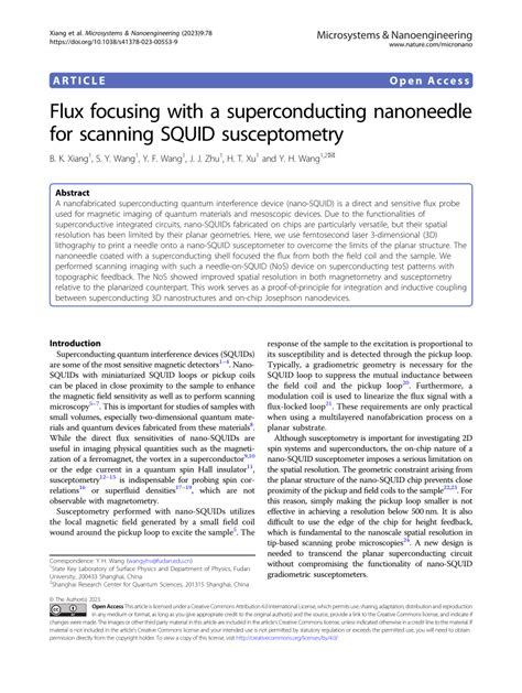 Pdf Flux Focusing With A Superconducting Nanoneedle For Scanning Squid Susceptometry