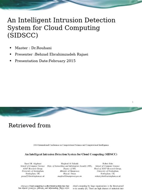 An Intelligent Intrusion Detection System For Cloud Computing Pdf